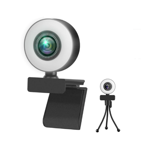 Webcam LED Ring Lighting 4K Tripod With Microphone Laptop PC Computer ...