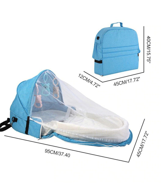 Portable Baby Travel Cot with Mosquito Net Pop Up Travel Cot with Bass ...