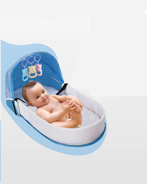 Portable Baby Travel Cot with Mosquito Net Pop Up Travel Cot with Bass ...